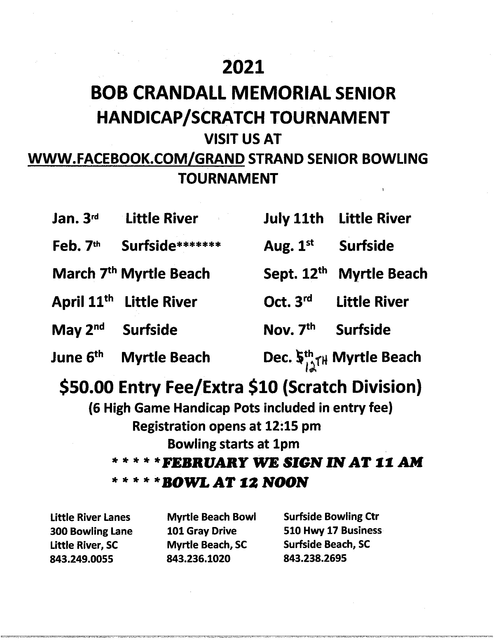 TOURNAMENTS | Myrtle Beach Bowl - Myrtle Beach, SC 29577